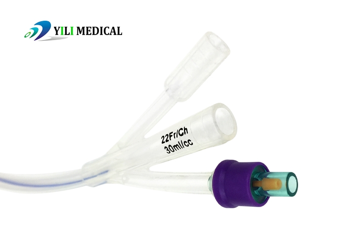3 Way 100% Silicone Foley Catheter With Balloon Urethral Catheter Fr14 ...